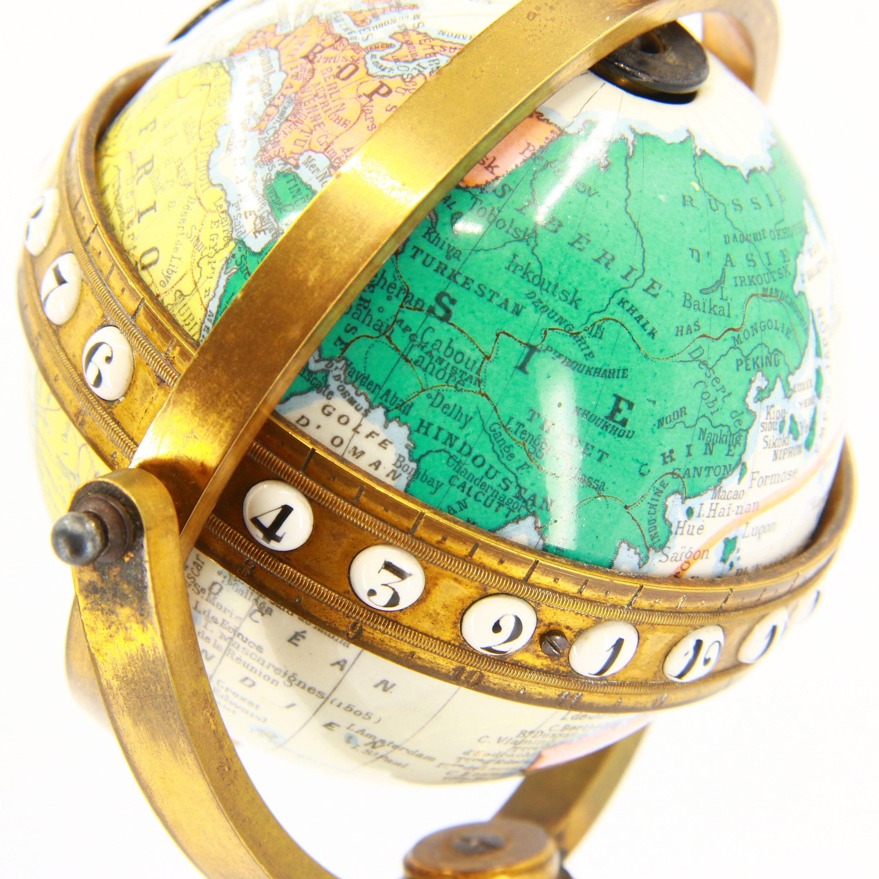 Antique Revolving World Globe Clock French Designer Antoine Redier ...