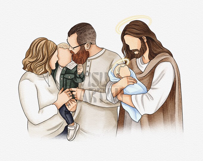 Custom Memorial Portrait Jesus Memorial Loss Portrait Memorial Portrait ...