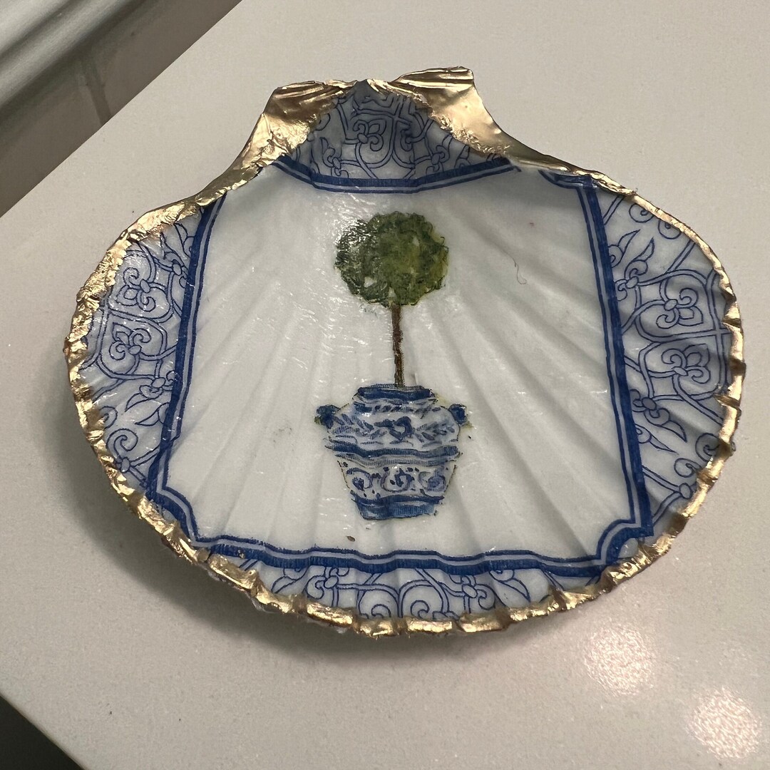 Coastal Blue Topiary/boxwood Jewelry Tray/display Dish - Etsy