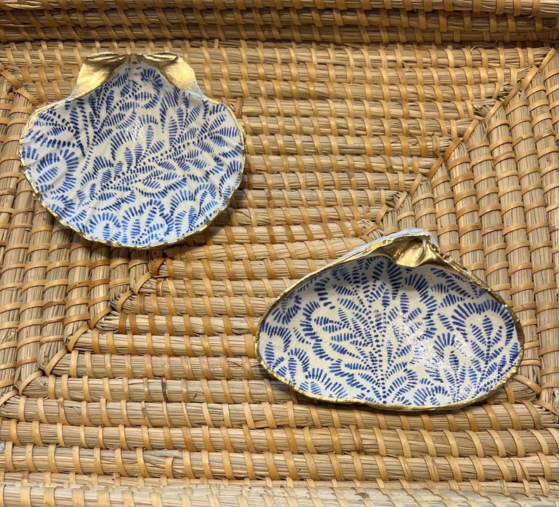 Blue and White Shell Decor - Etsy