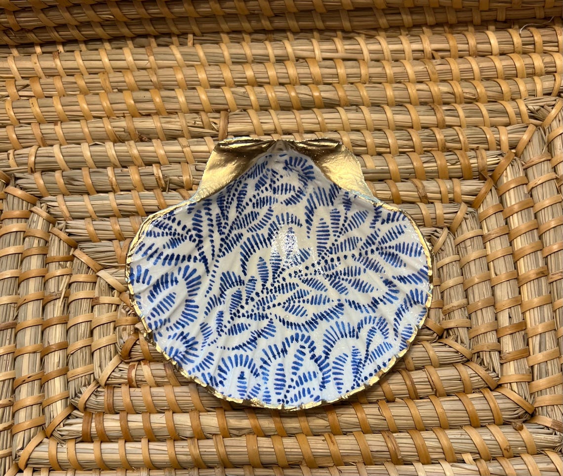 Blue and White Shell Decor - Etsy