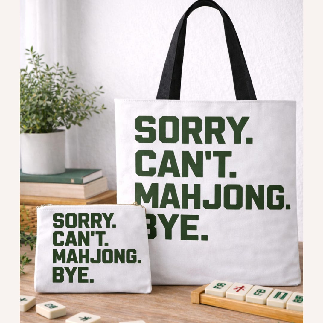Mahjong Tile Tote Bag and Zipper Pouch Set, Funny Mahjong Gift - Etsy