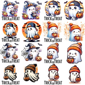 28 PNG Trick or Treat Bag Clipart Bundle, Halloween Ghost PNG, Cute ...
