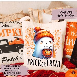 28 PNG Trick or Treat Bag Clipart Bundle, Halloween Ghost PNG, Cute ...