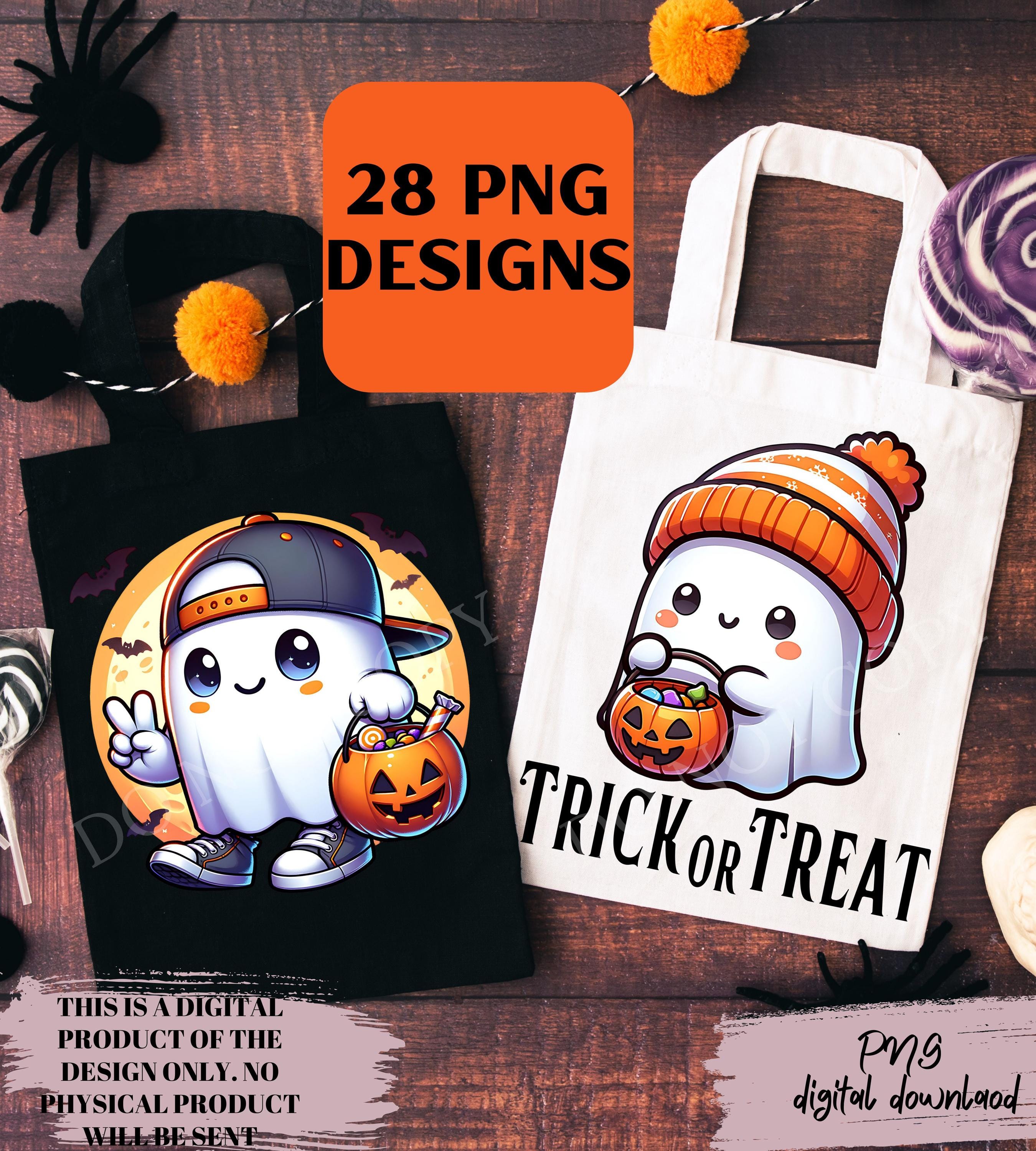 28 PNG Trick or Treat Bag Clipart Bundle, Halloween Ghost PNG, Cute ...