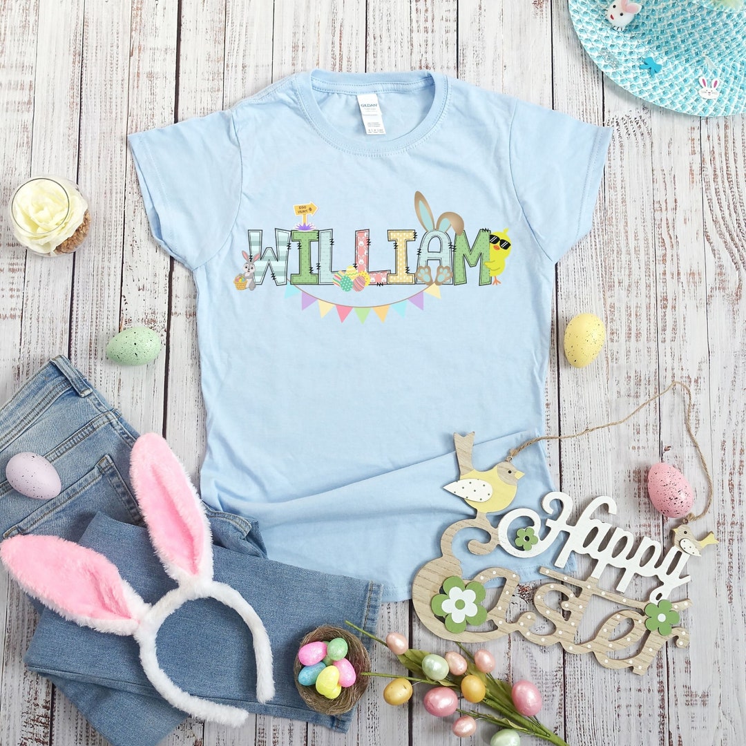 Kids Personalized Easter Shirt, Boys Girls Custom Easter Name Gift ...