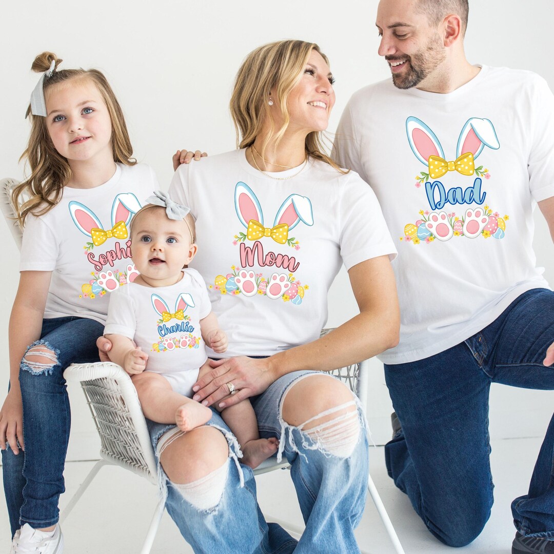 Personalized Family Easter Name Shirts, Custom Group Bunny Shirts for ...