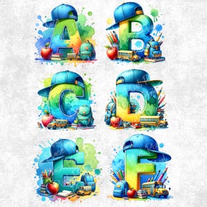 30 School Alphabet PNG Clipart Bundle, Last Day of School, First Day ...