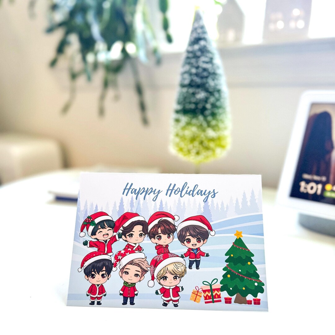 BTS Christmas Card, OT7 Bangtan Christmas Card, 5x7 BTS Greeting Card ...