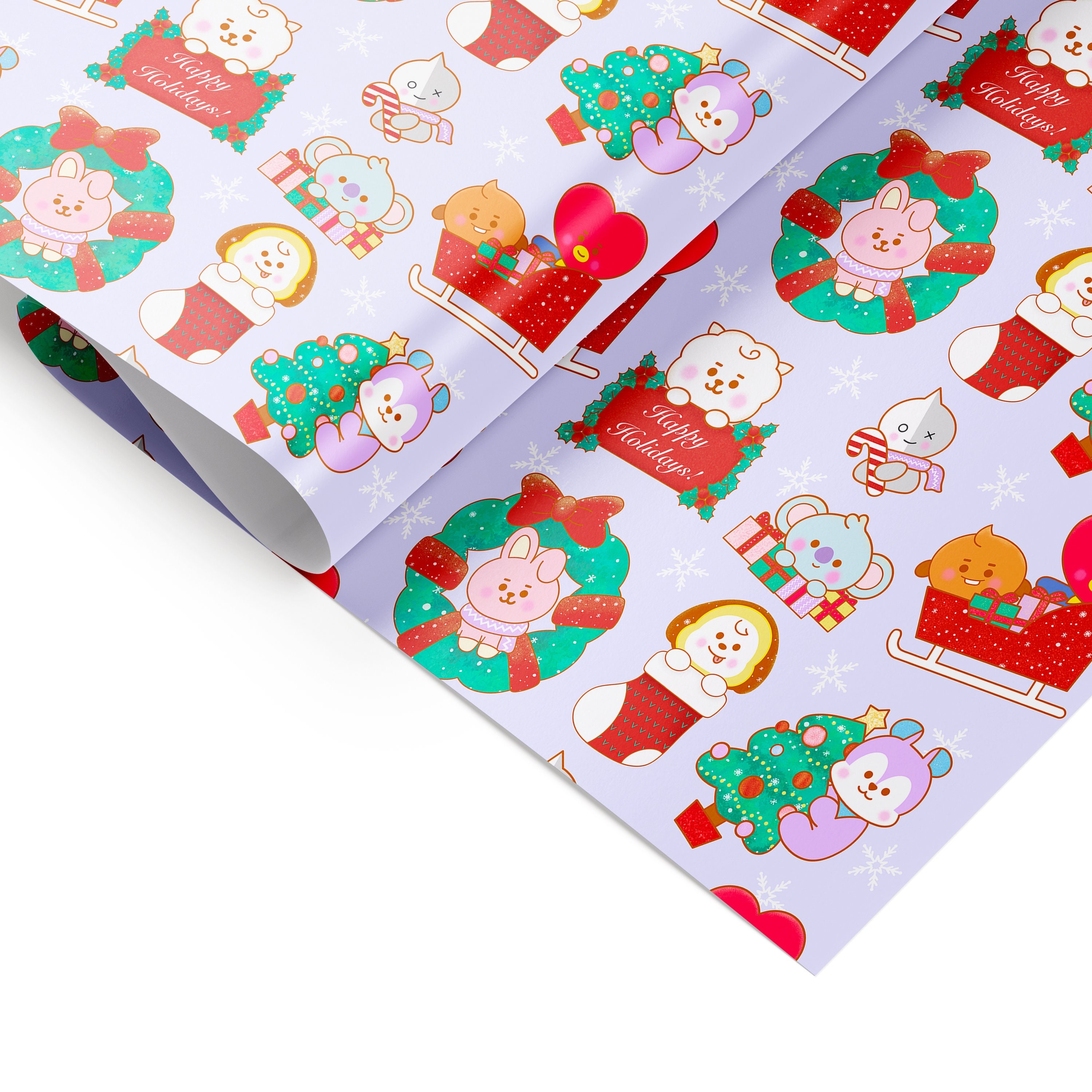 BTS Christmas Wrap, BT21 Christmas Gift Wrap, K-pop Christmas Gift Wrap ...
