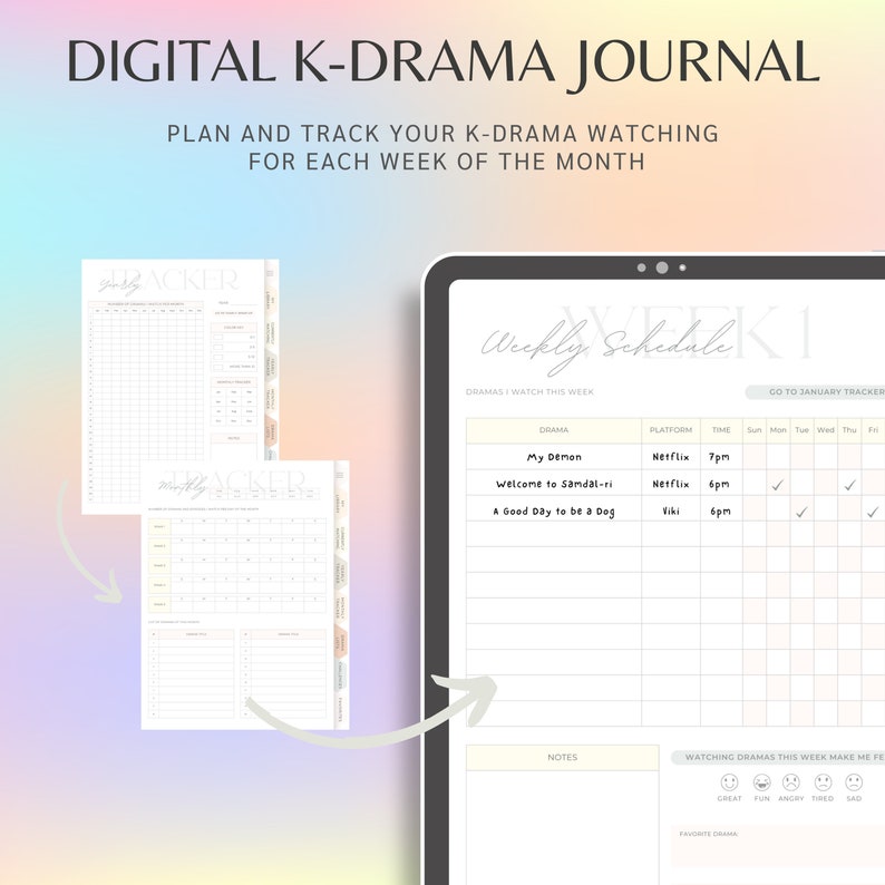Digital K-drama Journal, K-drama Tracker, Korean Drama Planner, Asian ...