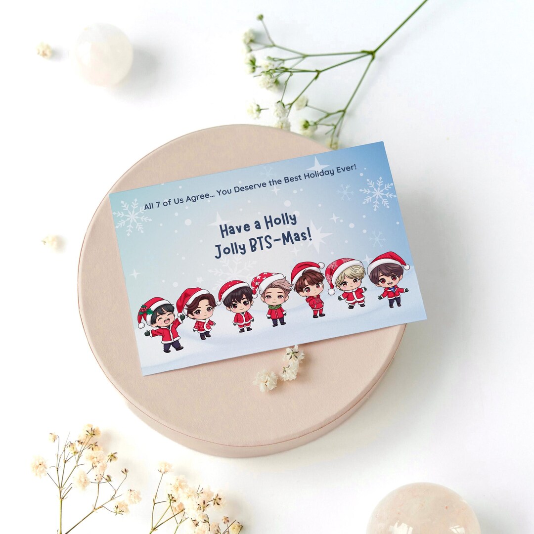 BTS Christmas Card, OT7 Bangtan Holiday Card, 5x7 BTS Greeting Card ...