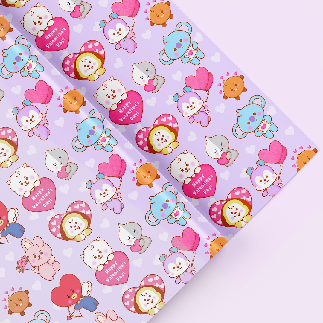 BT21 Gift Wrap, BT21 Valentines Day Gift Wrap, BTS Gift Wrap, K-pop ...