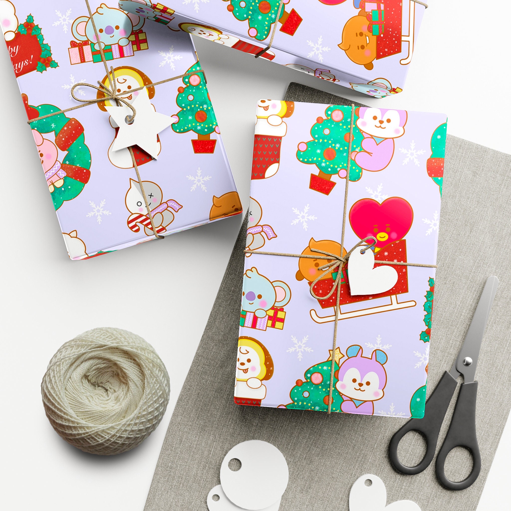 BTS Christmas Wrap, BT21 Christmas Gift Wrap, K-pop Christmas Gift Wrap ...