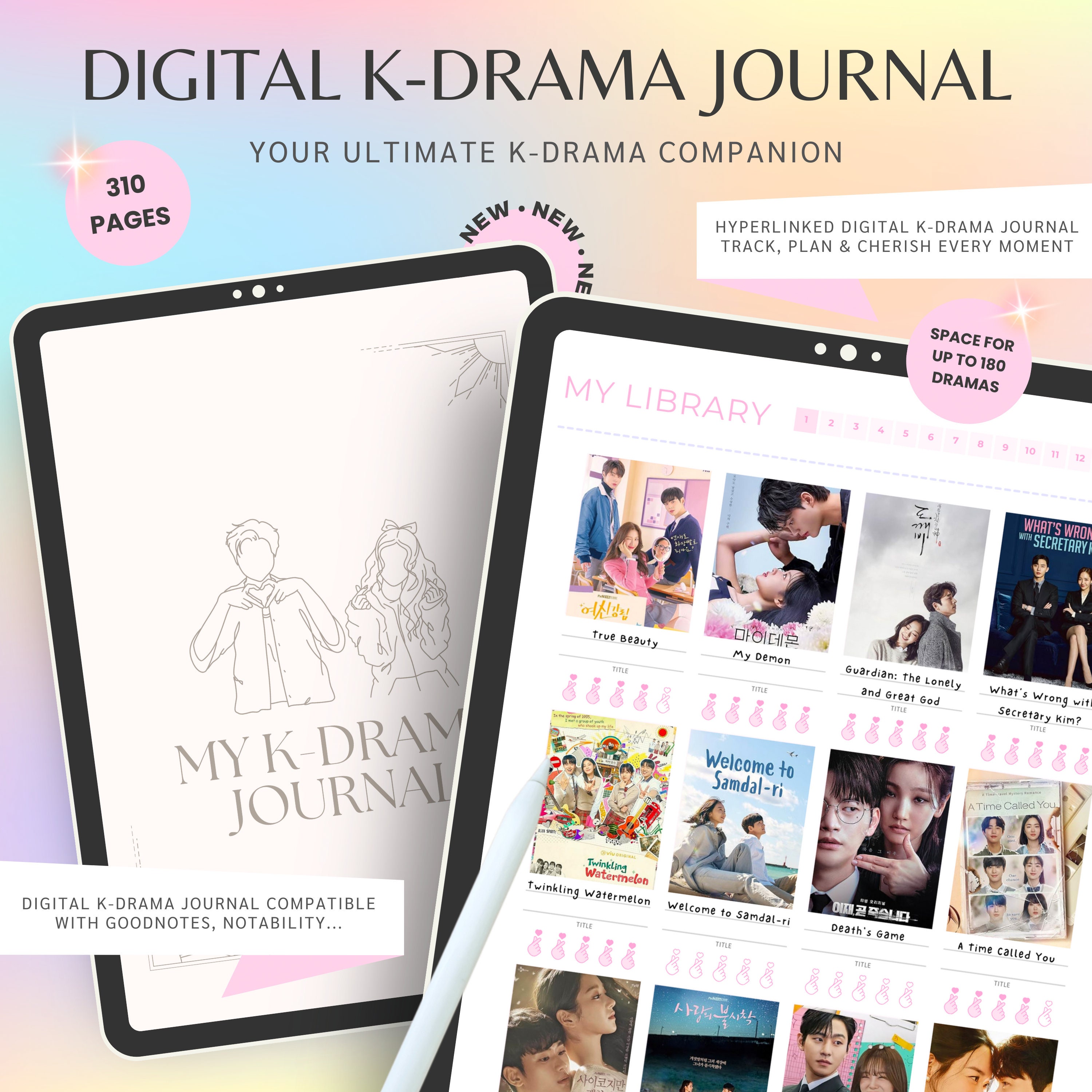 Digital K-drama Journal, K-drama Tracker, Korean Drama Planner, Kdrama ...
