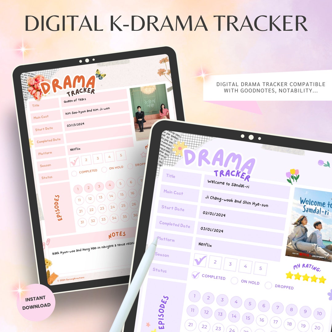Digital K-drama Tracker, Printable Kdrama Tracker, Korean Drama Tracker, Korean Drama Planner ...