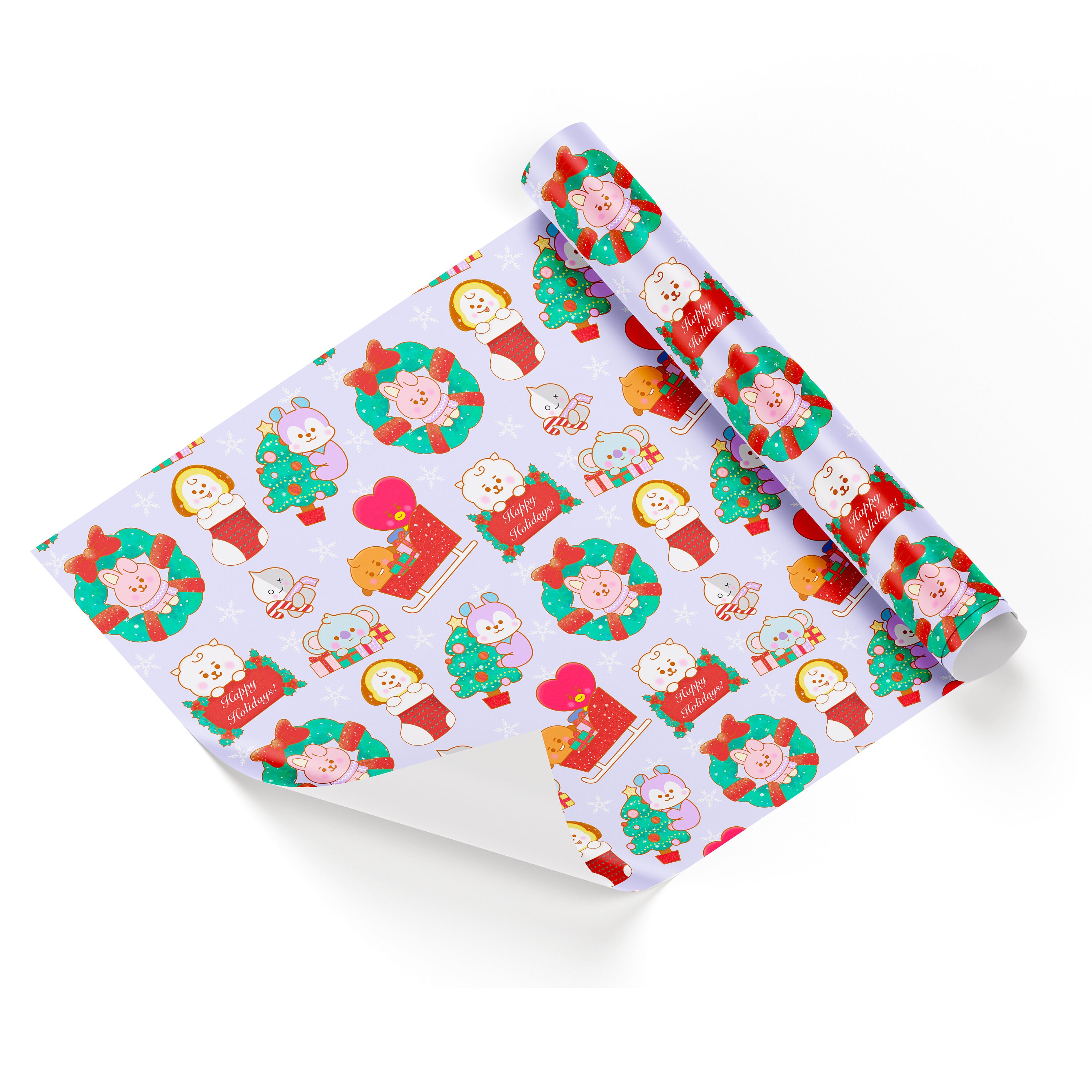 BTS Christmas Wrap, BT21 Christmas Gift Wrap, K-pop Christmas Gift Wrap ...