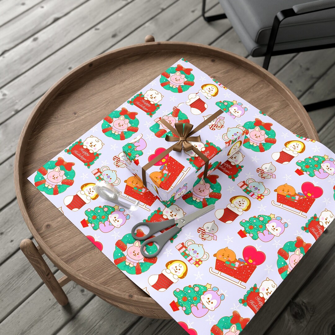 BTS Christmas Wrap, BT21 Christmas Gift Wrap, K-pop Christmas Gift Wrap ...