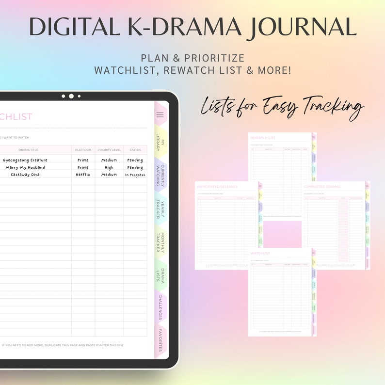 Digital K-drama Journal, K-drama Tracker, Korean Drama Planner, Kdrama ...