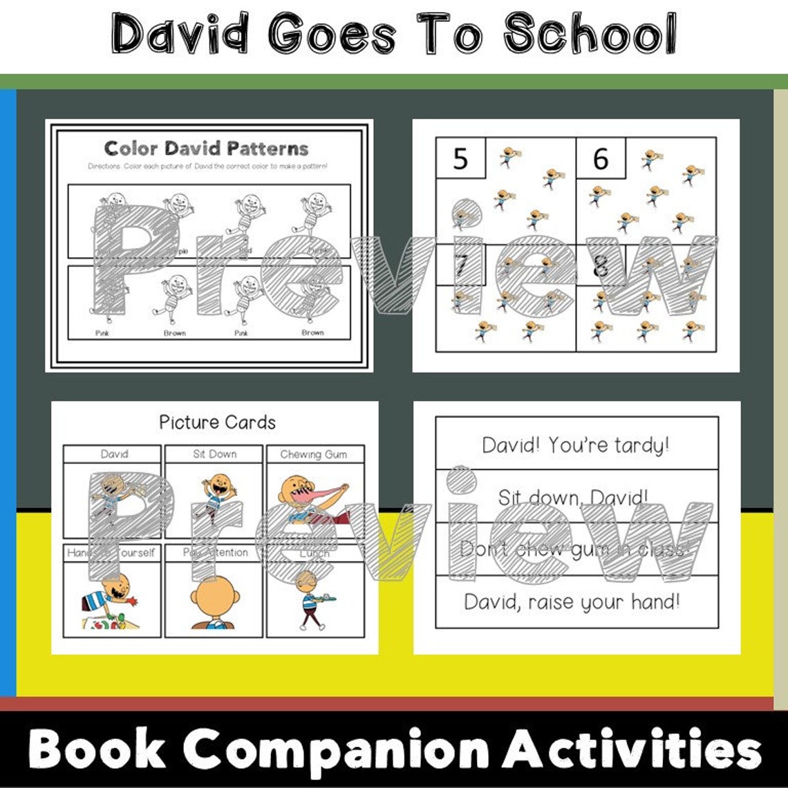David Goes to School: Back to School Book Companion Activities ...