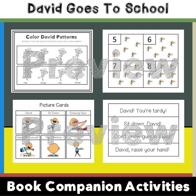 David Goes to School: Back to School Book Companion Activities ...