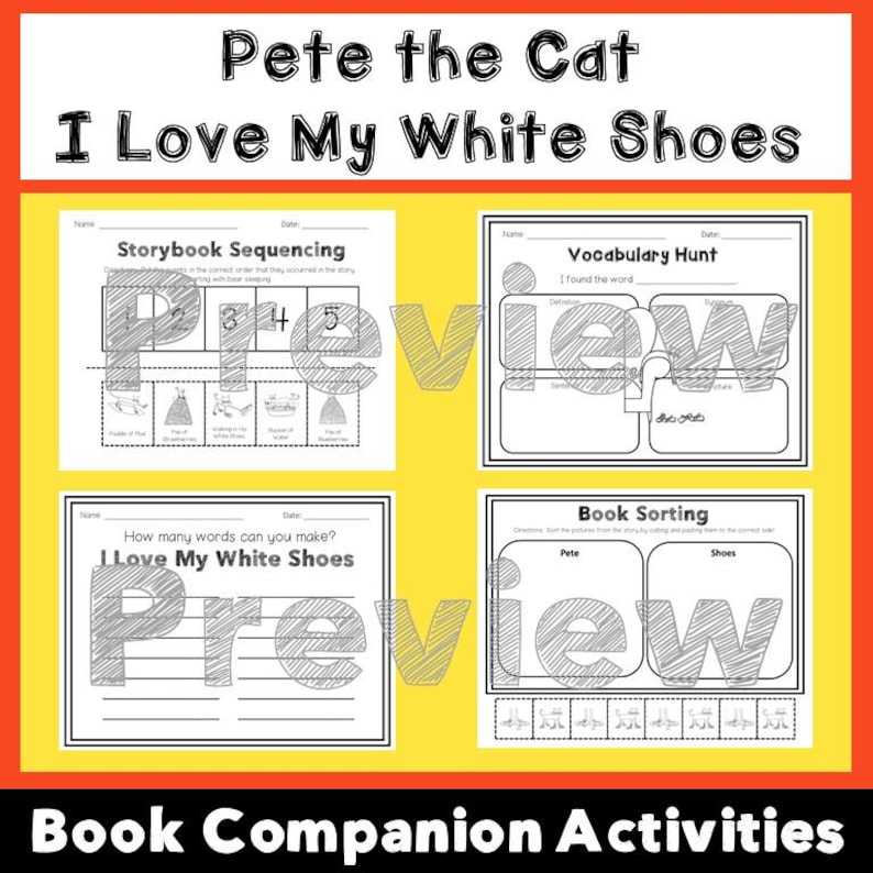 Pete the Cat I Love My White Shoes Book Companion I Reading Activities ...