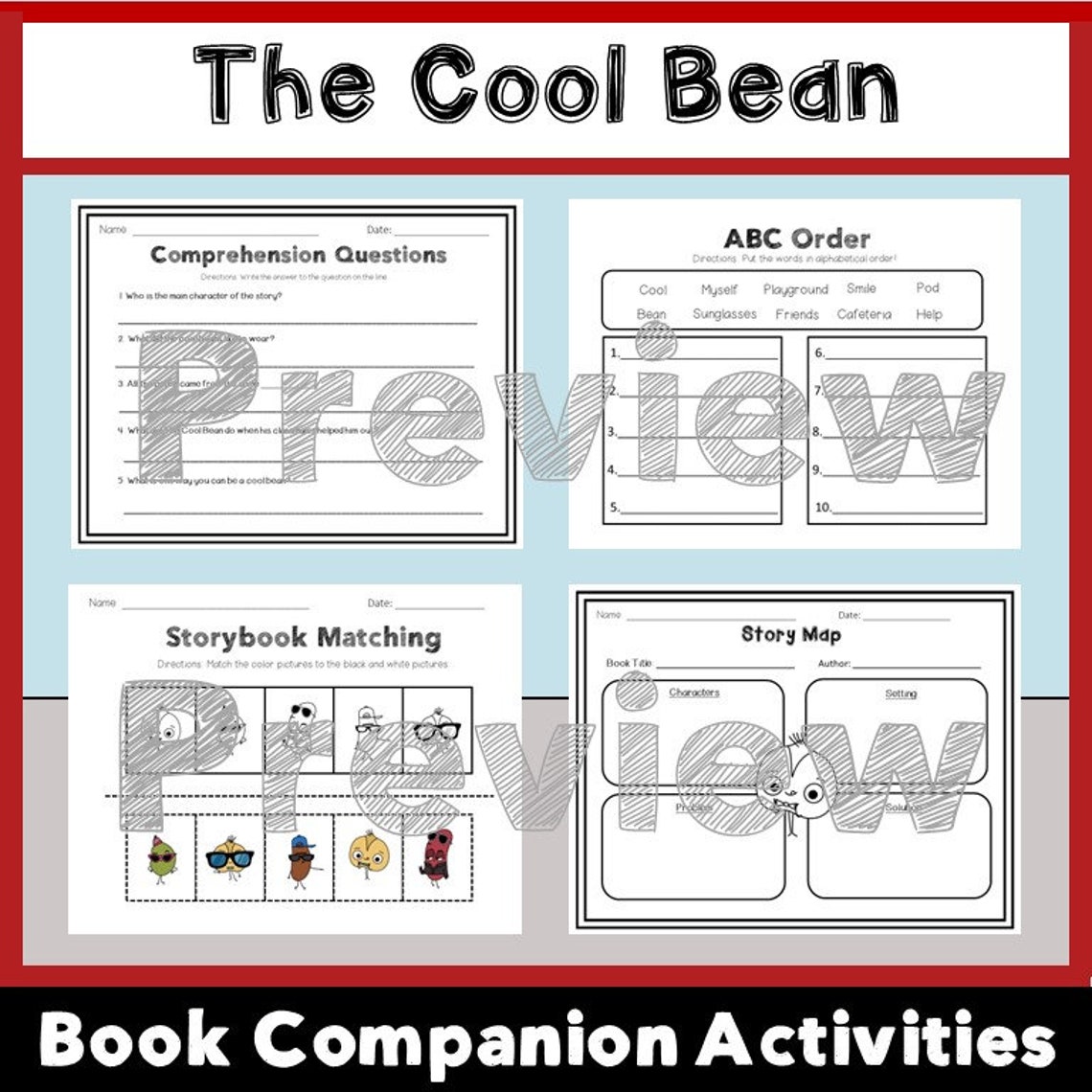 The Cool Bean: Back to School Book Companion Activities L Reading ...