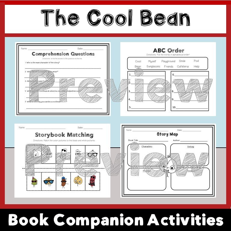 The Cool Bean: Back to School Book Companion Activities L Reading ...