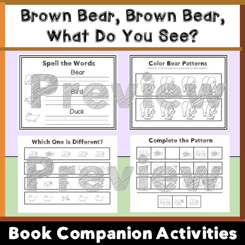 Brown Bear What Do You See? Book Companion Activities Elementary ...