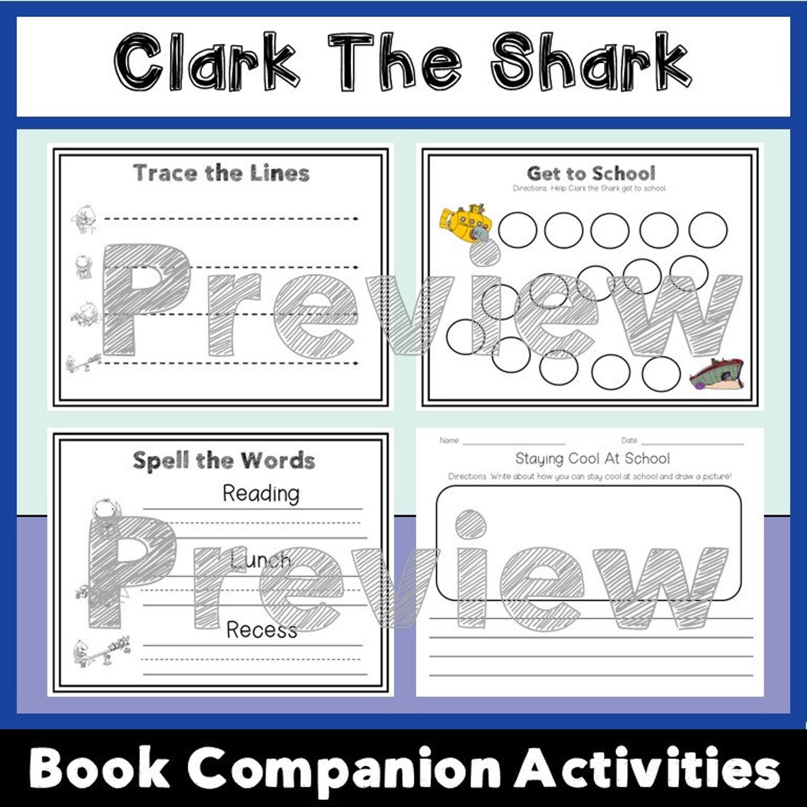 Clark the Shark: Back to School Book Companion Comprehension Activities ...