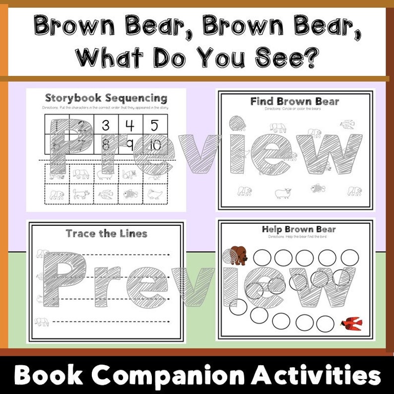 Brown Bear What Do You See? Book Companion Activities Elementary ...