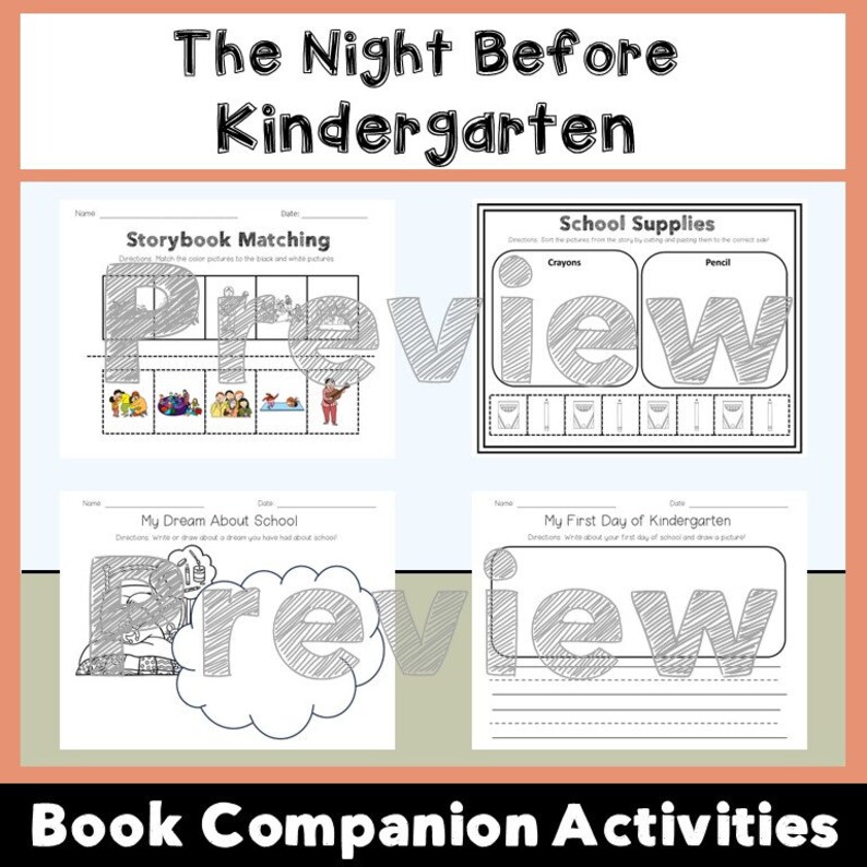 The Night Before Kindergarten: Back to School Book Companion Retell ...