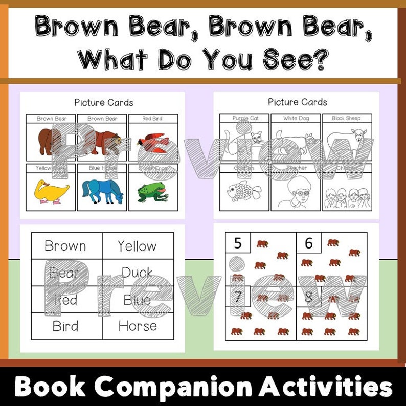 Brown Bear What Do You See? Book Companion Activities Elementary ...