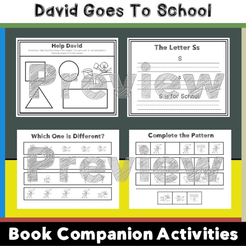David Goes to School: Back to School Book Companion Activities ...