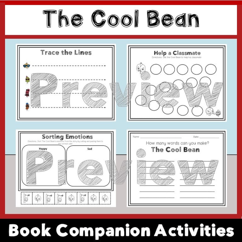 The Cool Bean: Back to School Book Companion Activities L Reading ...