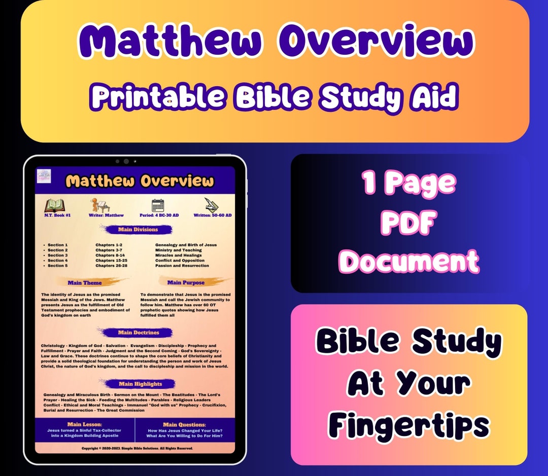 Bible Book Overview Digital Bible Study | 1 Powerful Page of Insightful ...