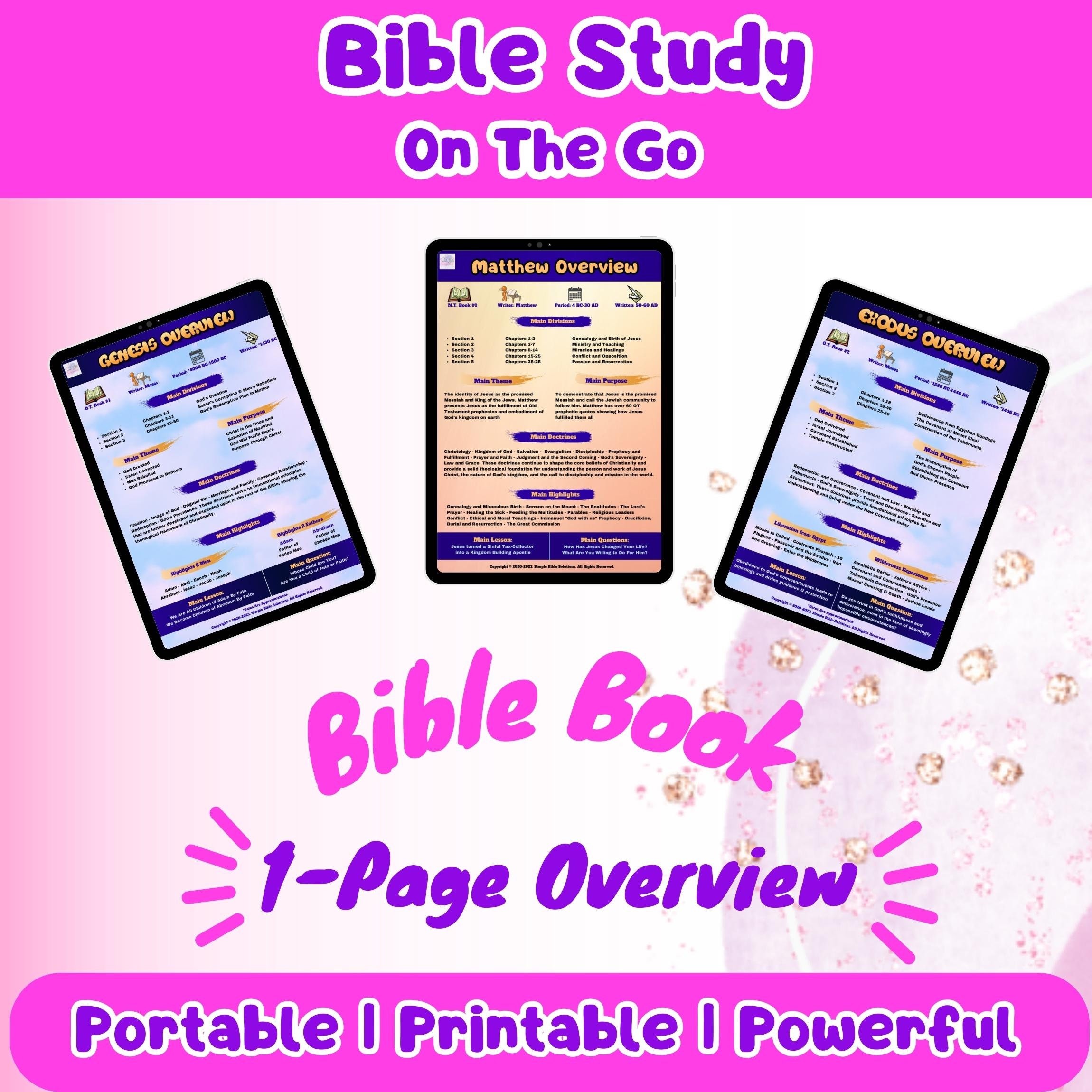 Bible Book Overview Digital Bible Study 1 Power-packed Page of ...