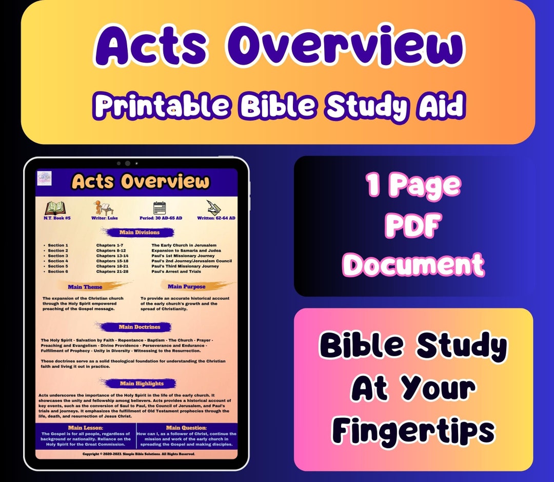 Bible Book Overview Digital Bible Study 1 Power-packed Page - Etsy