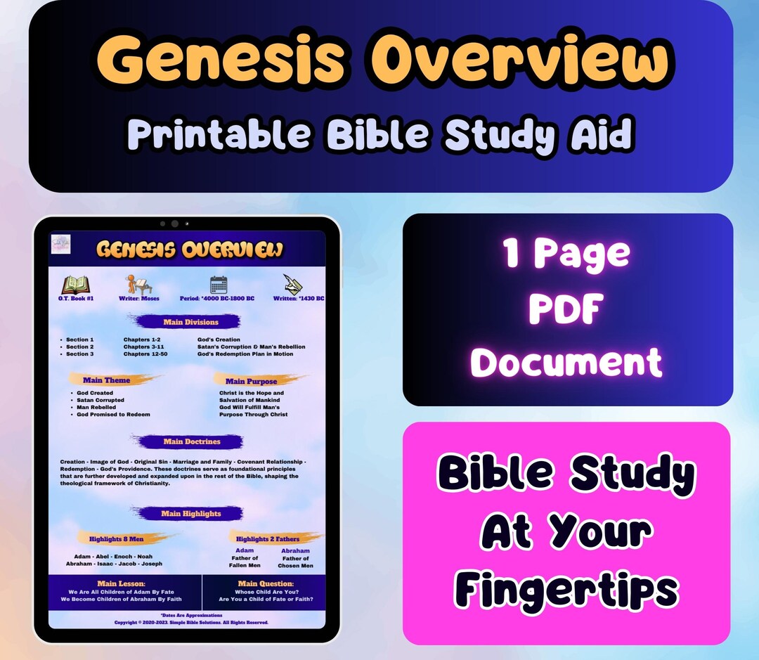 Bible Book Overview Digital Bible Study 1 Power-packed Page of ...