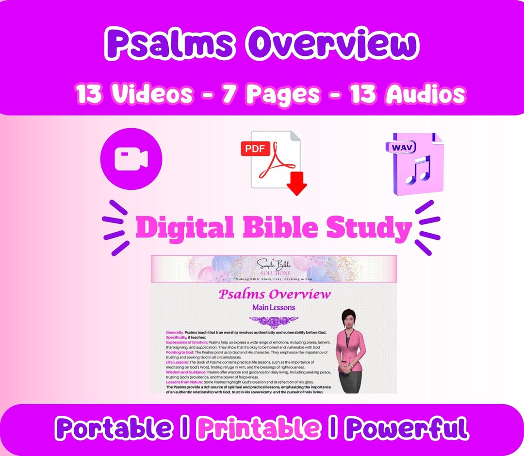 Psalms Overview Audio/video Digital Bible Course and Printable Bible ...