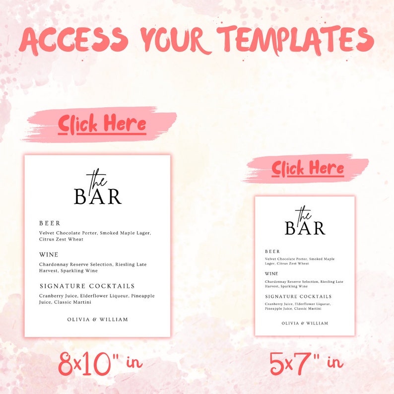 Modern the Bar Sign Templates for Wedding With Wavy Classic Font, Canva ...