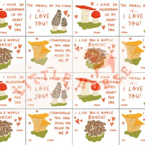 Cute Fun Sweet Printable Mushroom Valentines Day Cards Kids Classroom ...