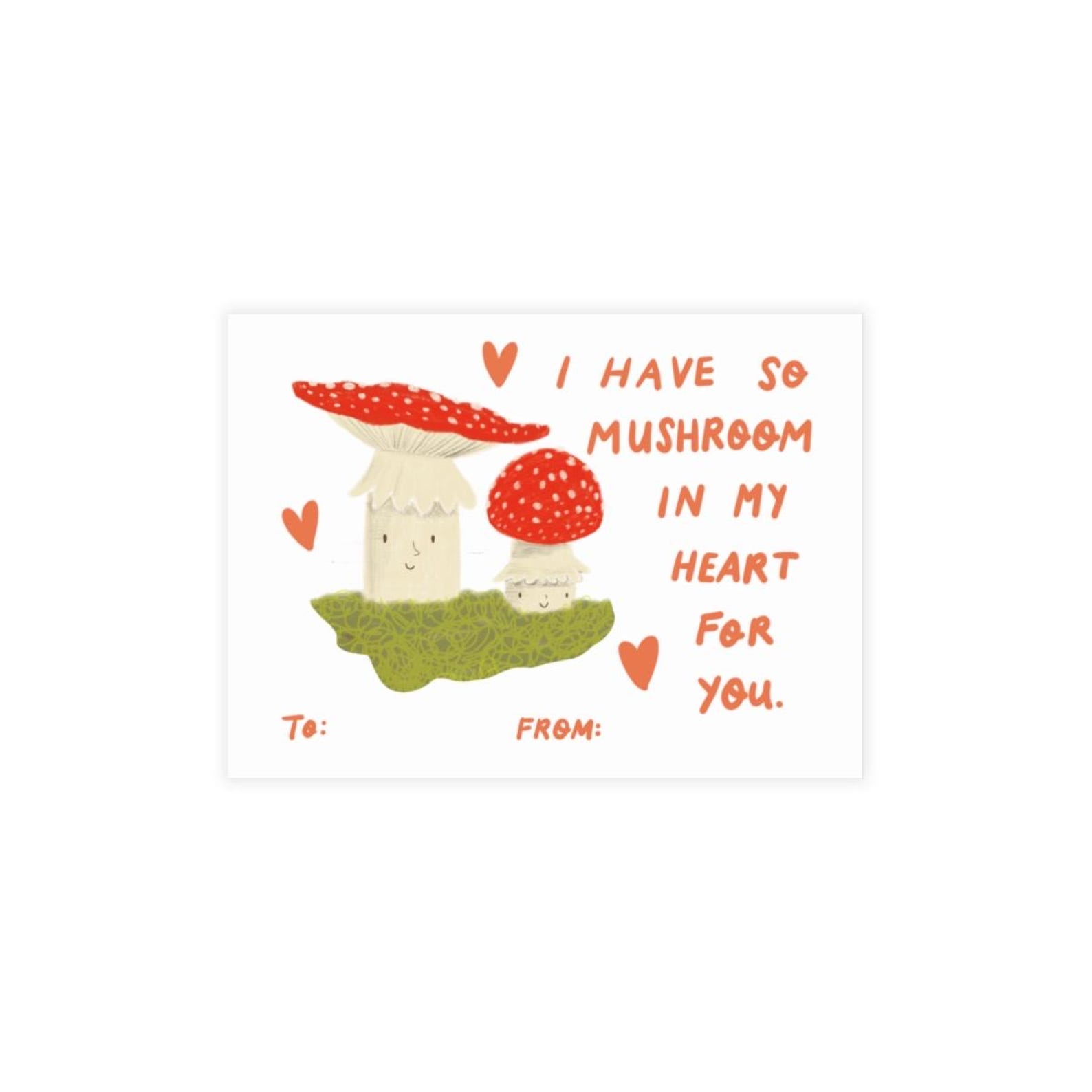 Cute Fun Sweet Printable Mushroom Valentines Day Cards Kids Classroom ...