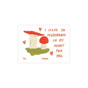 Cute Fun Sweet Printable Mushroom Valentines Day Cards Kids Classroom ...