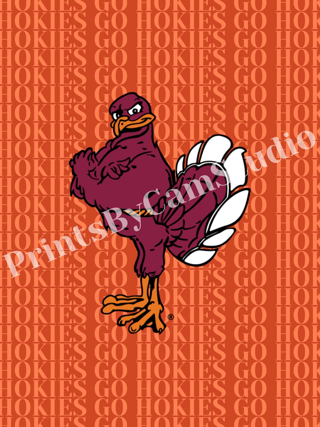Virginia Tech Trendy Go Hokies Digital Print - Etsy