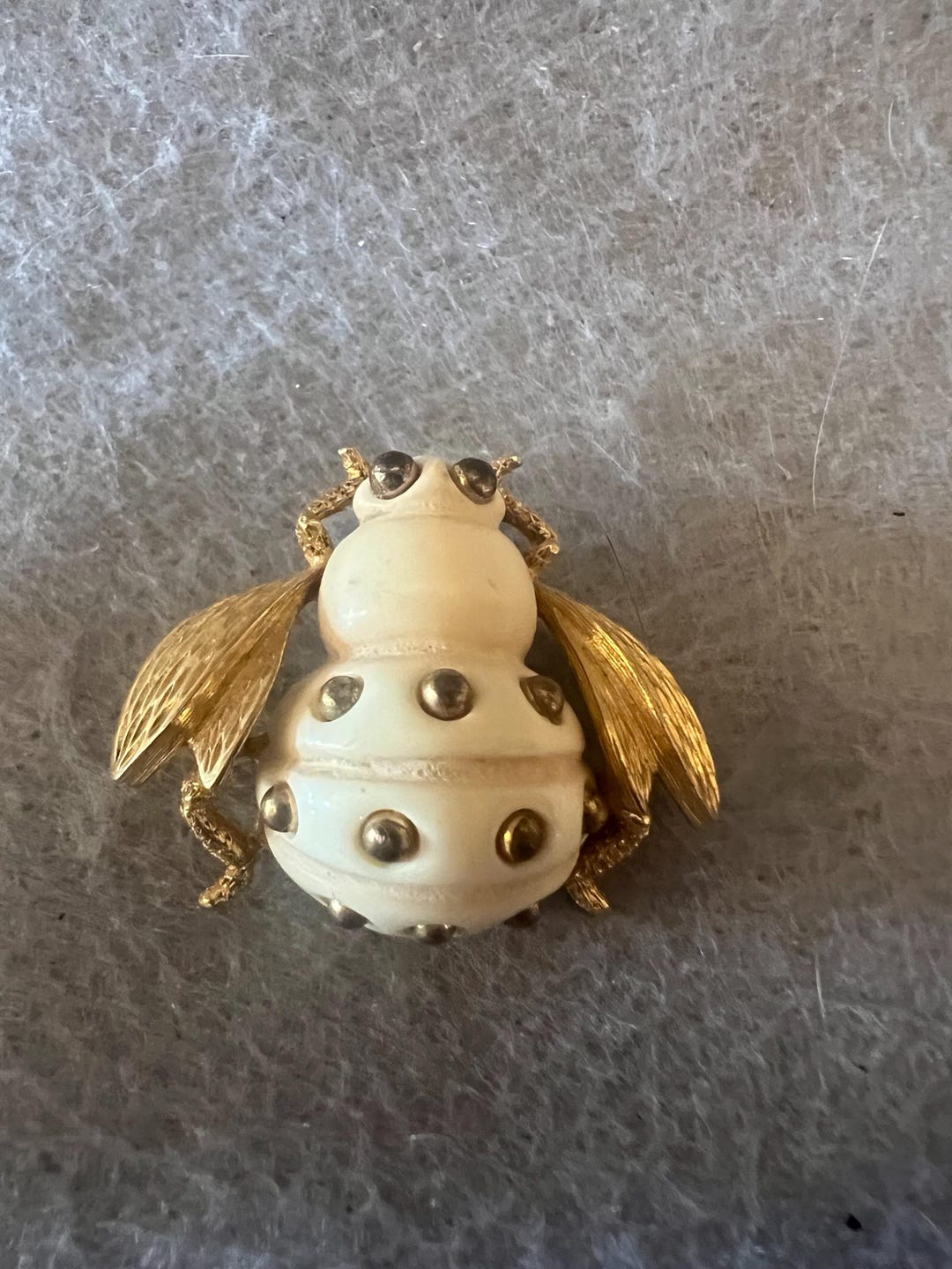 Crown Trifari Gold Tone Lucite Bug Bee Brooch - Etsy