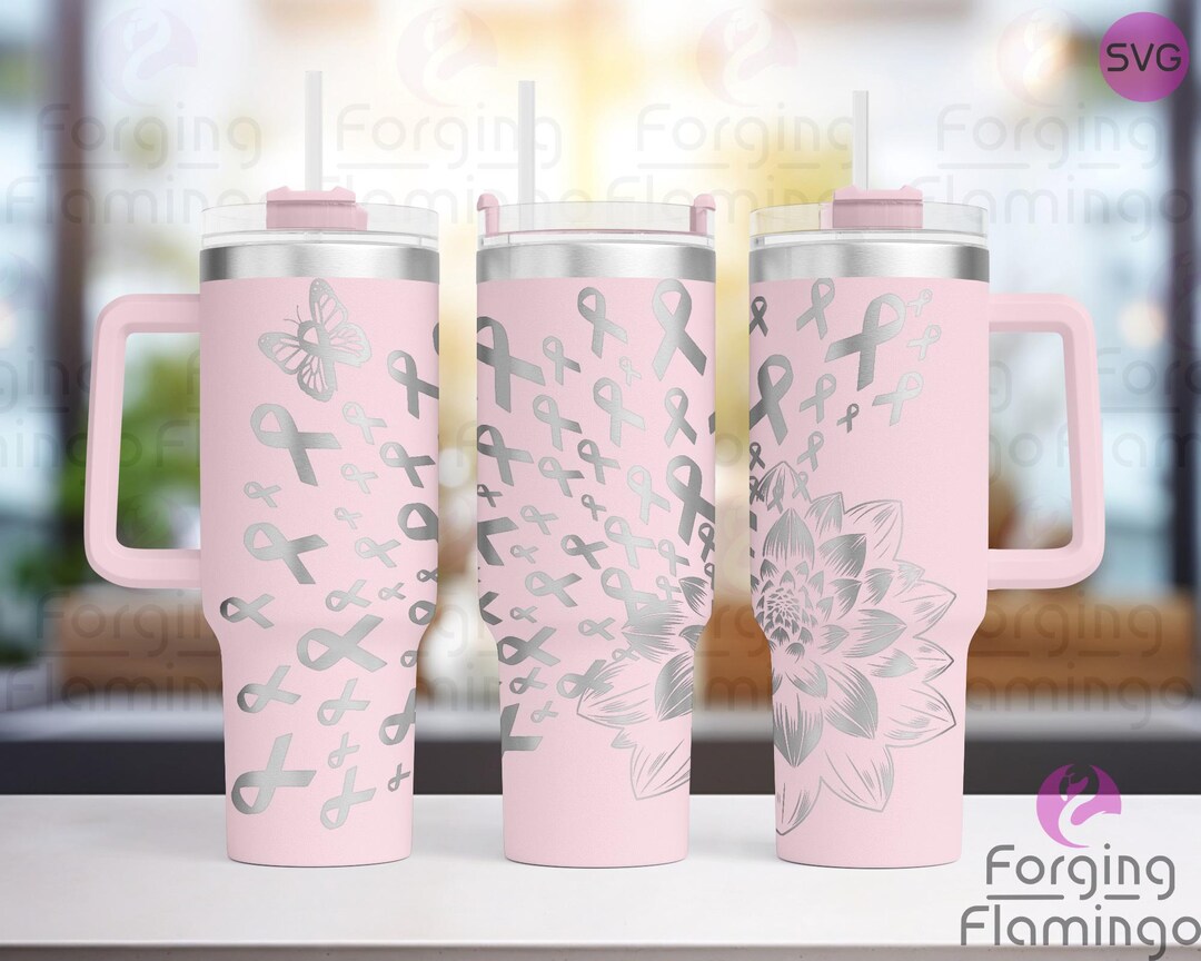 Dahlia Breast Cancer Ribbon Bundle Laser Engraved Full 20/30/40oz ...