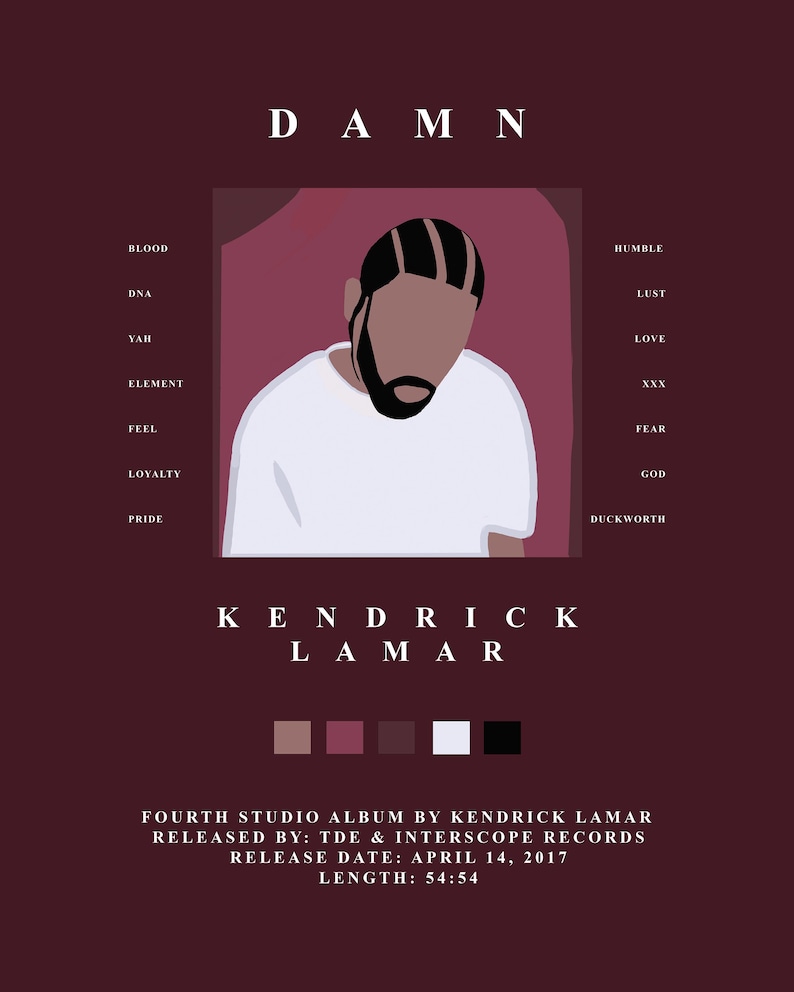 Kendrick Lamar: DAMN | Minimalist Album Poster - Etsy