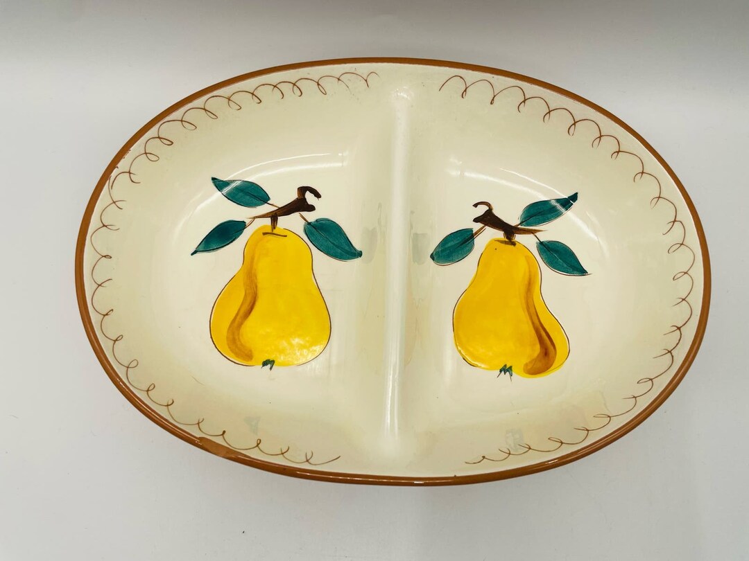 Vintage Stangl Pottery Ceramic Clay Oval Divided Vegetable Dish Fruit ...