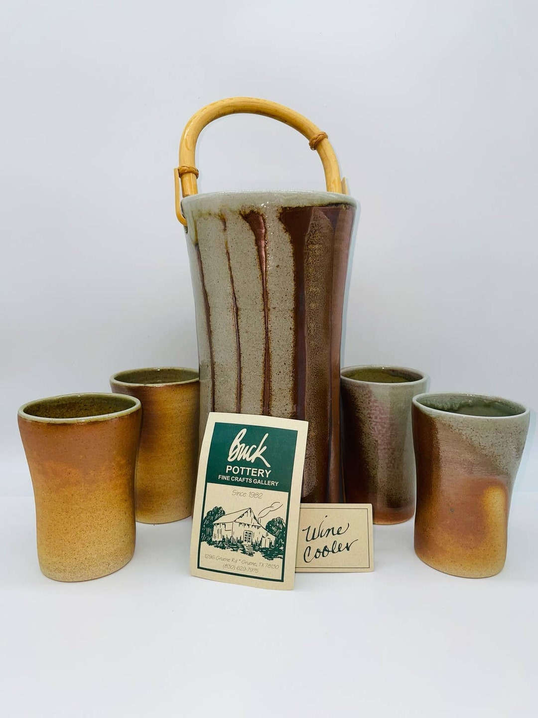 Vintage Buck Pottery Stoneware Wine Cooler and Wine Cups - Etsy